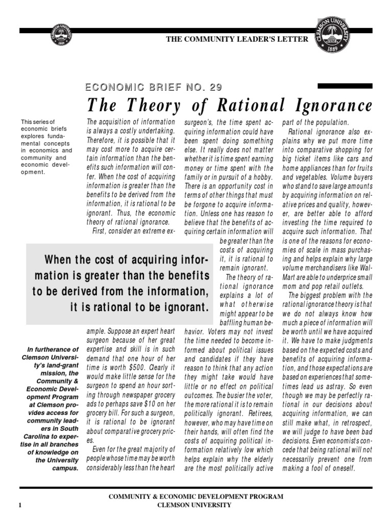 The Theory of Rational Ignorance PDF | PDF | Cost | Economics