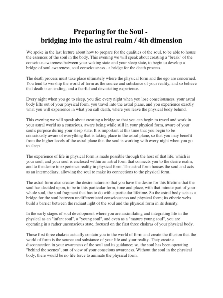 Preparing For The Soul | PDF | Soul | Astral Projection