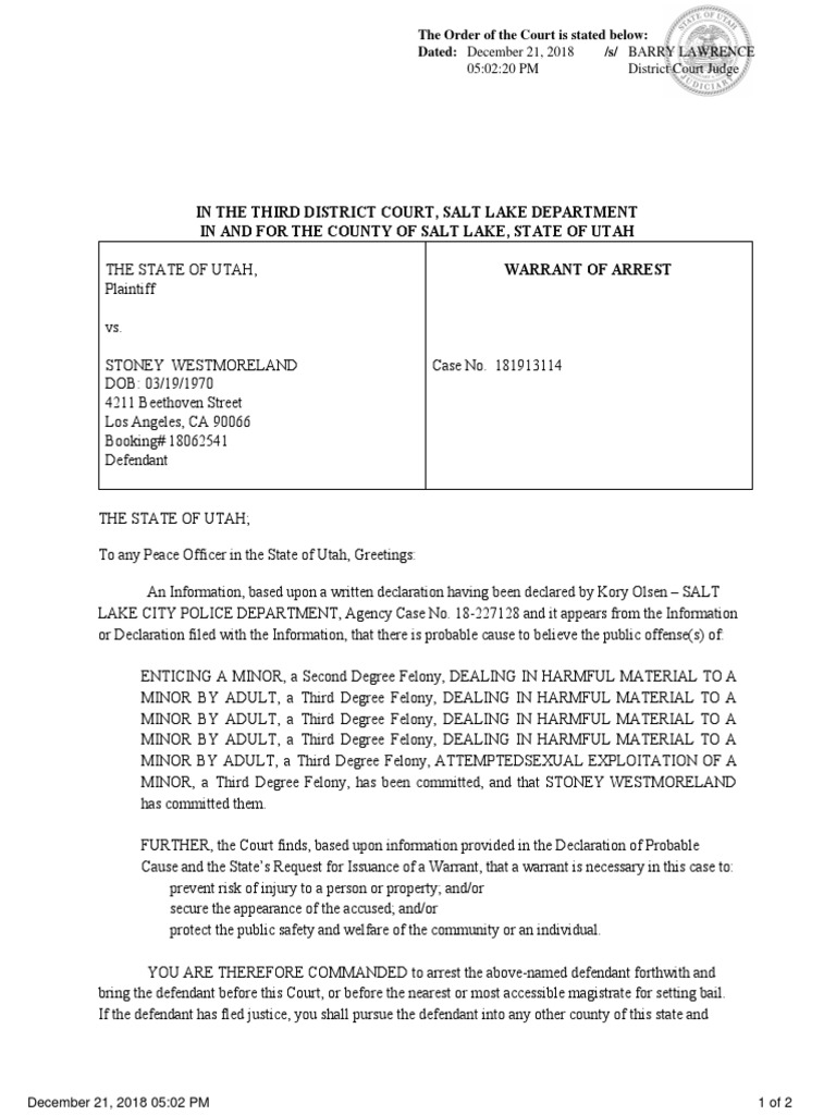 Filed Warrant | PDF | Arrest Warrant | Arrest