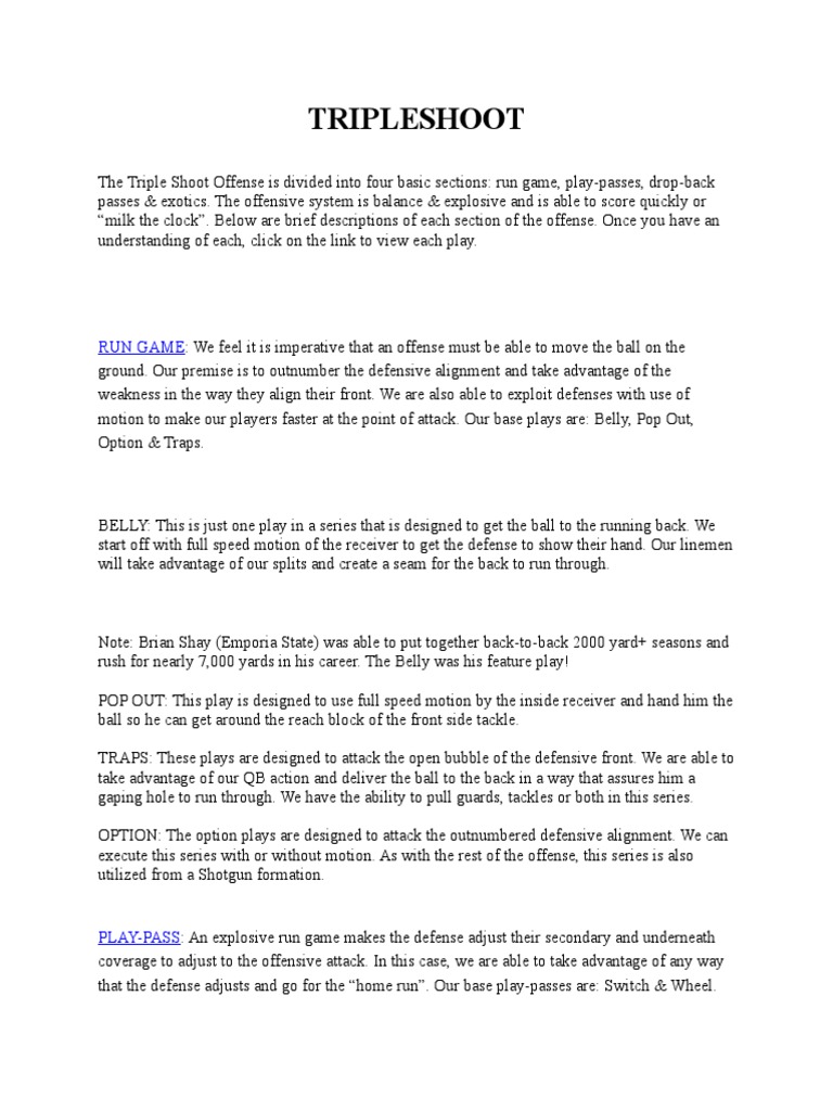 Triple Shoot | PDF | Quarterback | Ball Games