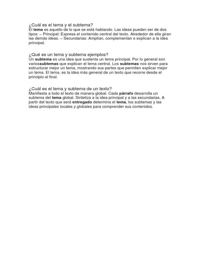 Cuál Es El Tema y El Subtema | PDF