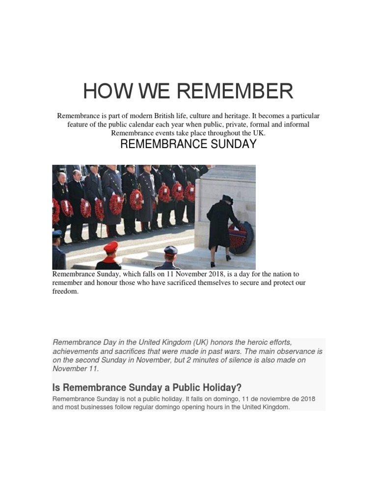 How We Remember: Remembrance Sunday | PDF | Military | Memorial
