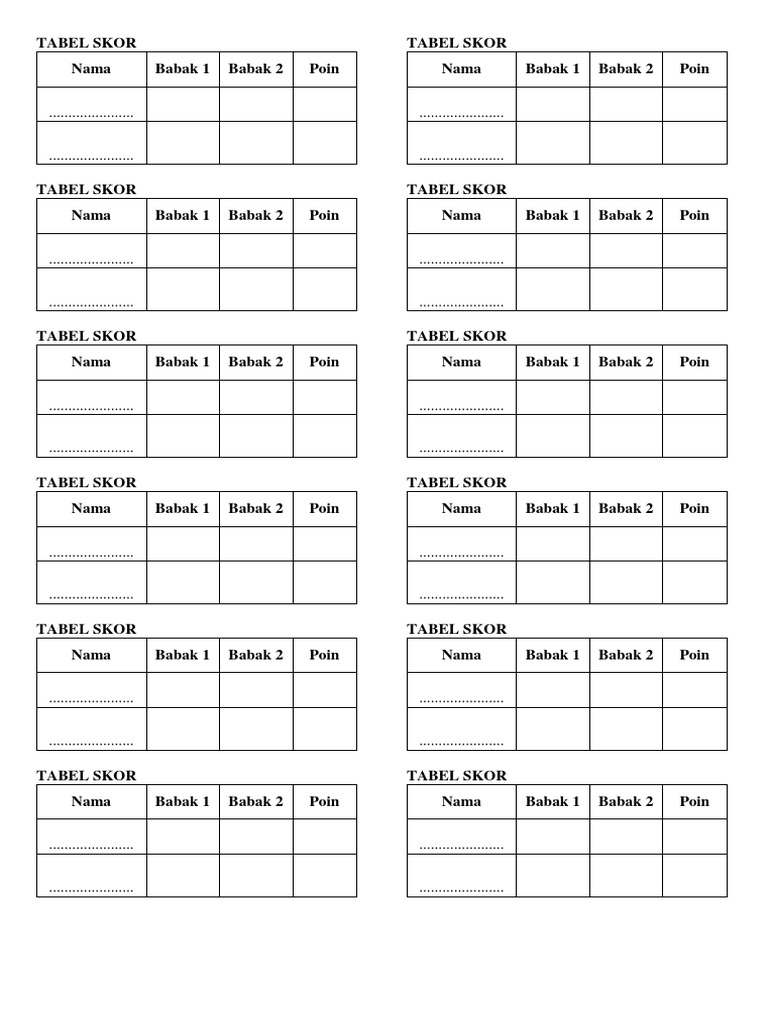Tabel Skor Catur | PDF