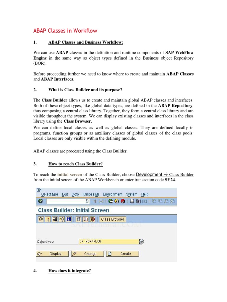 Abap Classes In Workflow Pdf Interface Computing Class Computer Programming 6297
