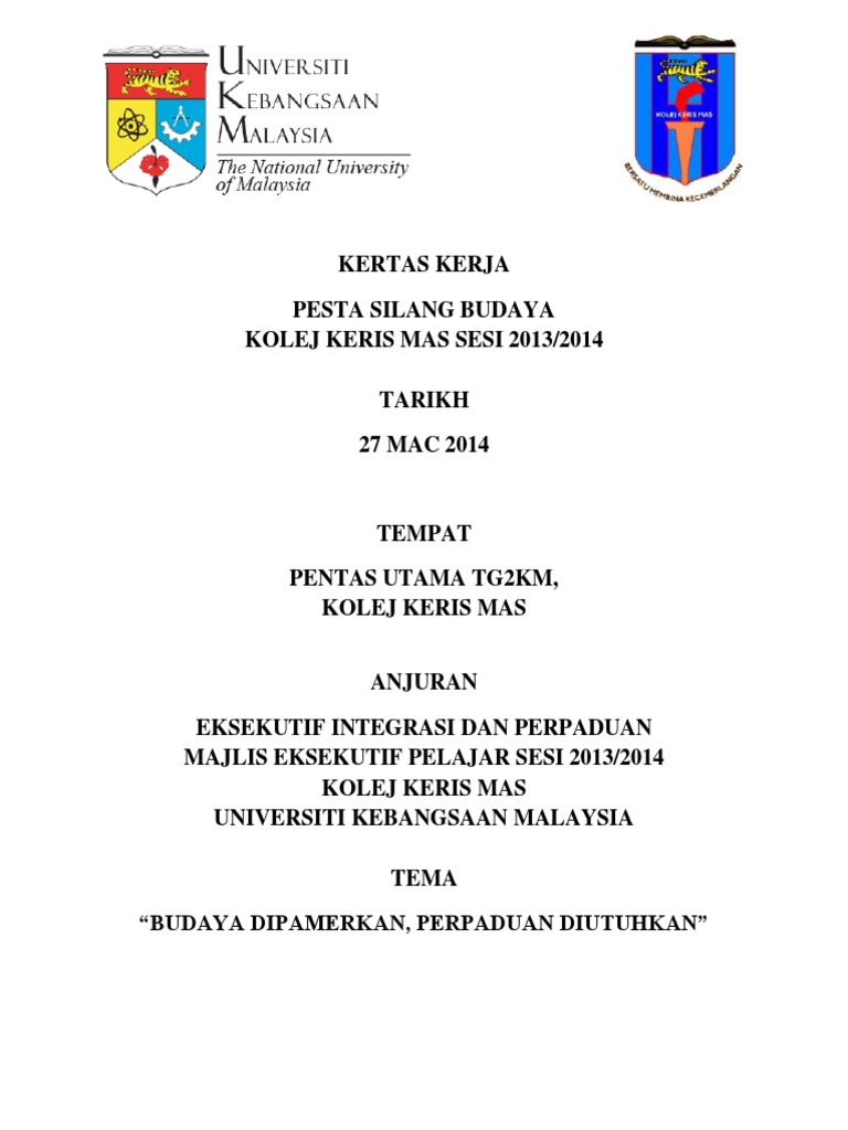 Kertas Kerja Program Silang Budaya | PDF