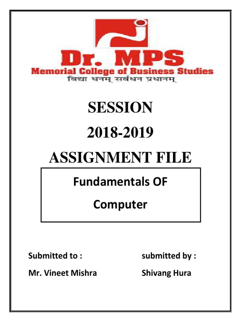 Session 2018-2019 Assignment File: Fundamentals OF Computer | PDF ...