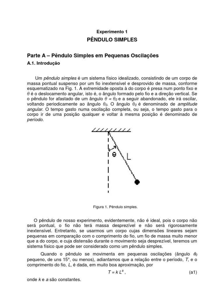 Exp1-Pendulo Simples | PDF | Pêndulo | Massa