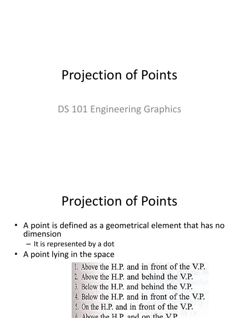 Projection of Points: DS 101 Engineering Graphics | PDF