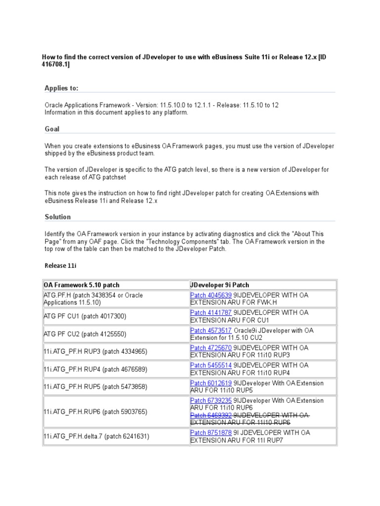 How To Find The Correct Version of JDeveloper To Use With EBusiness ... How To Find The Correct Version of JDeveloper To Use With EBusiness ...