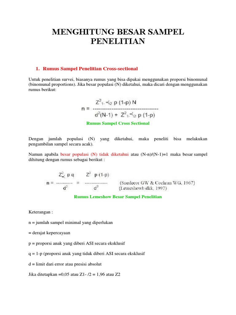 Menghitung Besar Sampel Penelitian