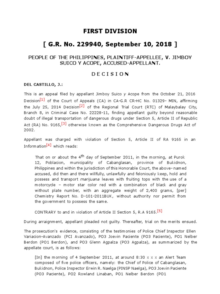 People of The Philippines vs. Jimboy Suico (Full Text, Word Version ...