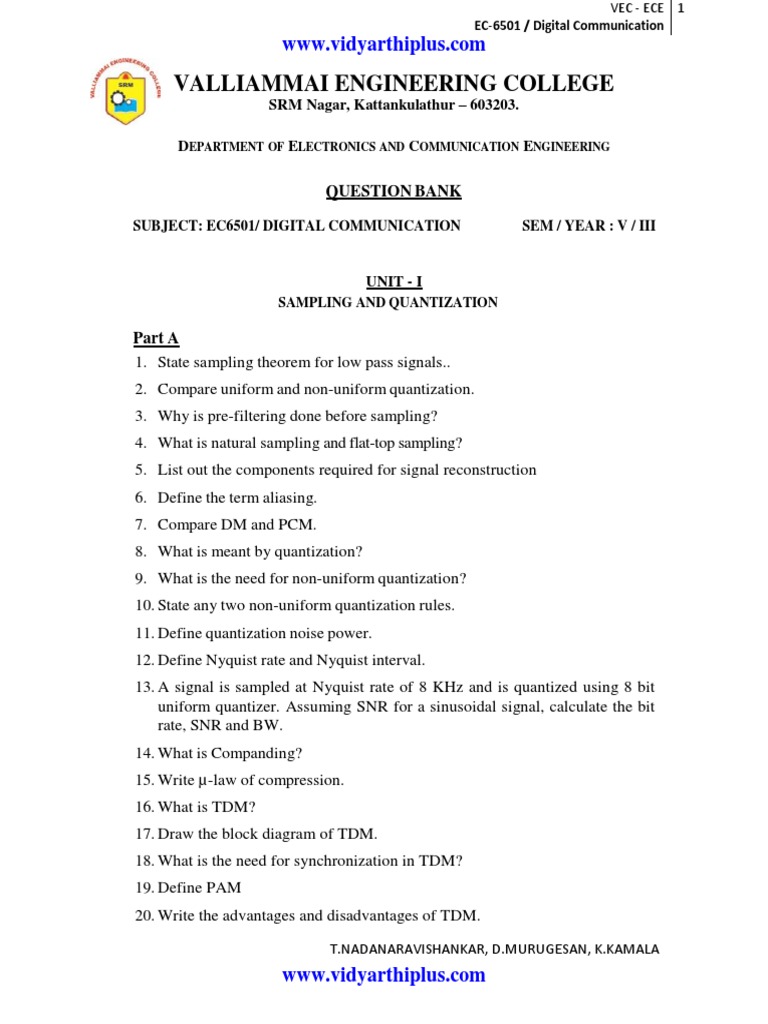 EC6501 Digital Communication | PDF | Sampling (Signal Processing) | Modulation