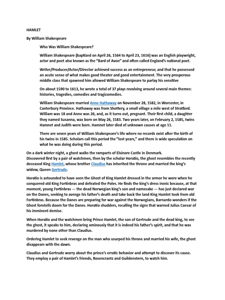 HAMLE T.docx | Hamlet | Plays Based On European Myths And Legends