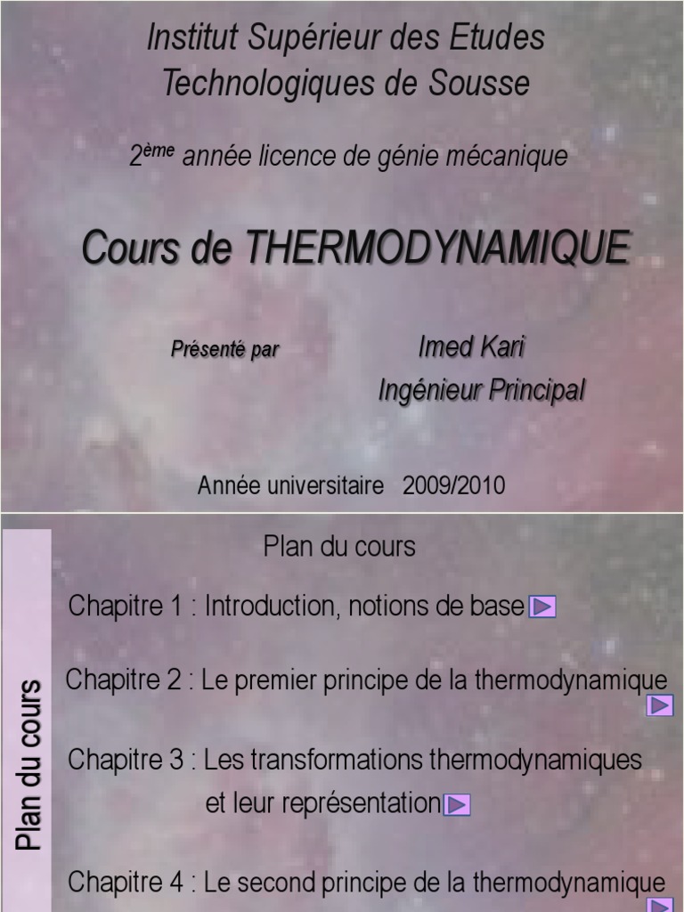 Cours de Thermodynamique l2 s1 Definitif | PDF | Température ...