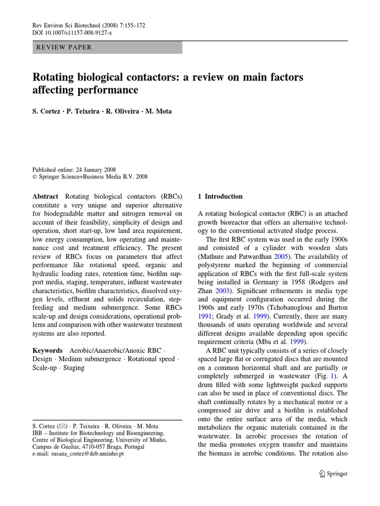 Rotating Biological Contactors | PDF | Sewage Treatment | Environmental ...