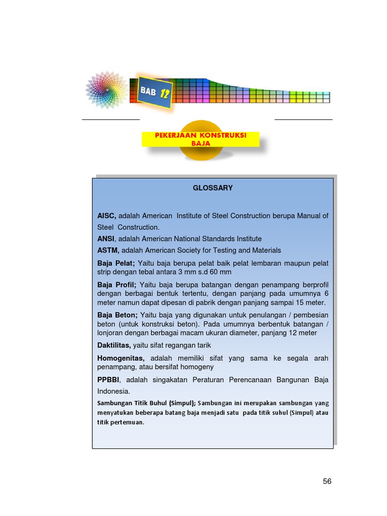 GLOSSARY AISC, ANSI ASTM, Baja Pelat Baja Profil Baja Beton Daktilitas ...