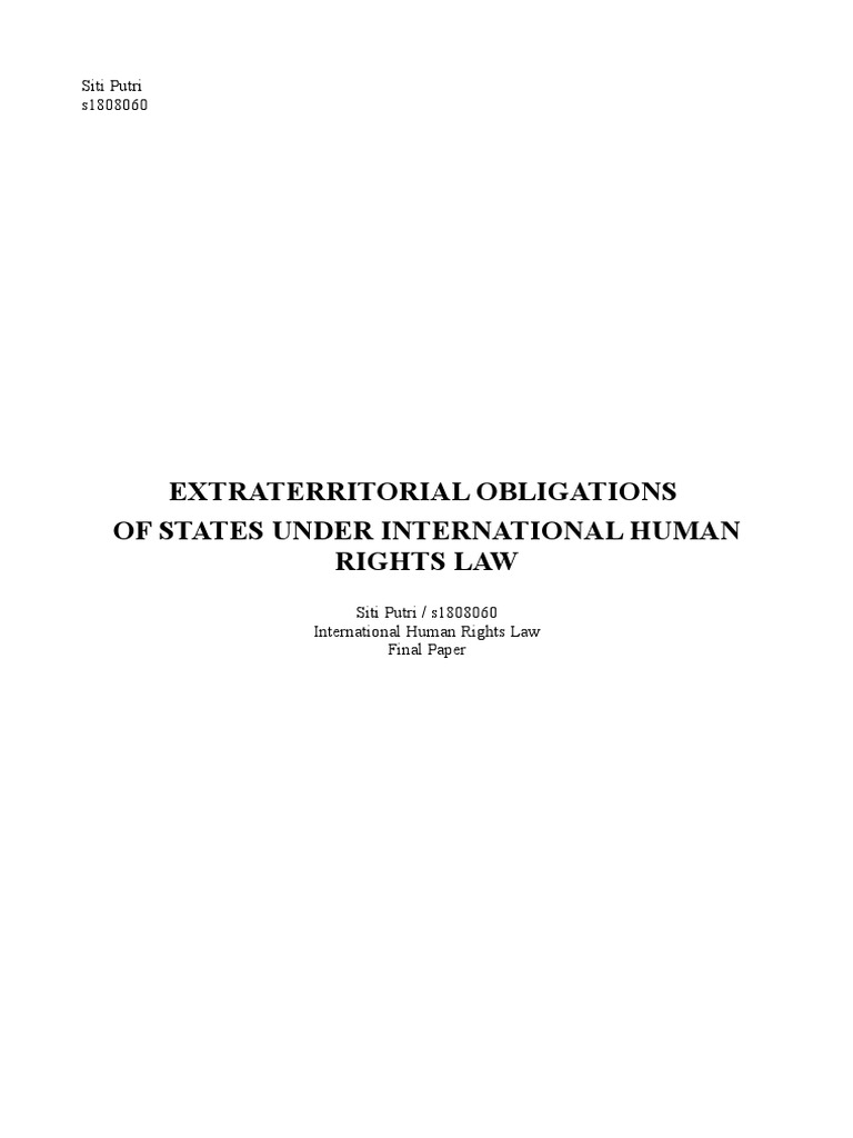 Extraterritorial Obligations of States U | PDF | International Law ...