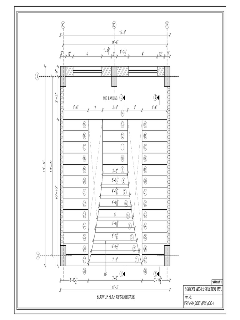Staircase Architecture & Structural Drawing | PDF