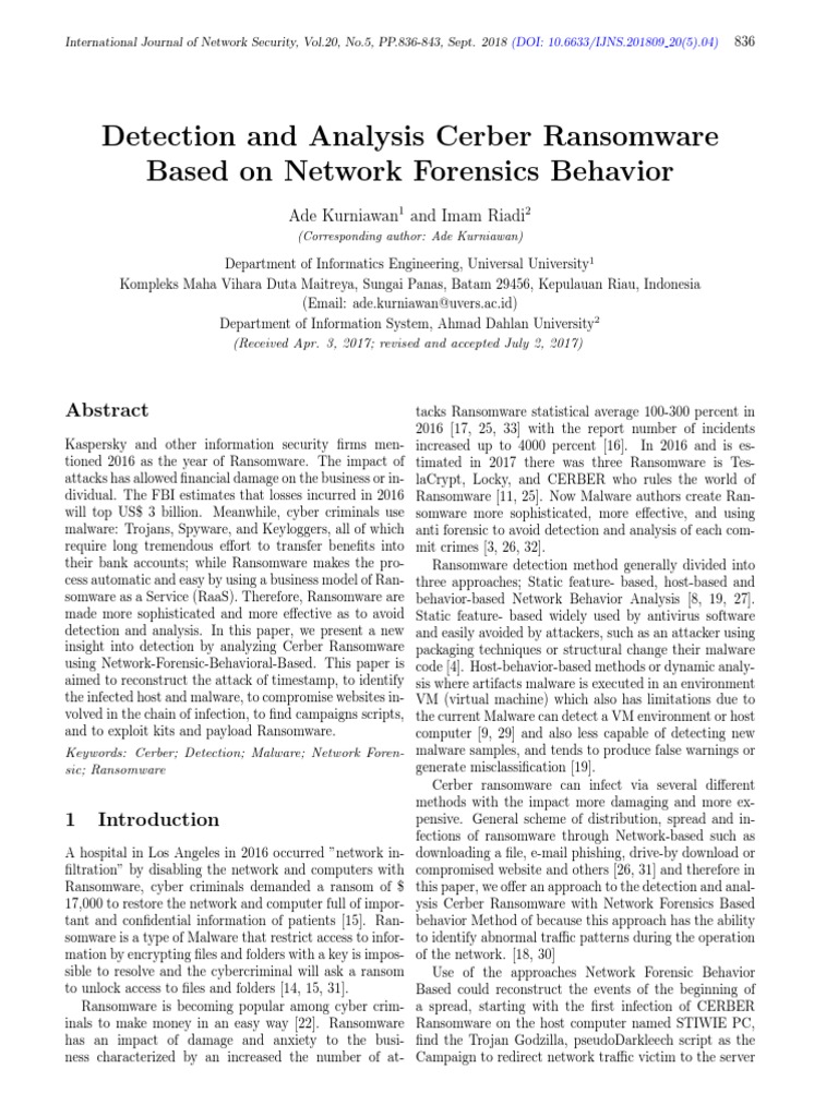 Detection and Analysis Cerber Ransomware Based On Network Forensics Behavior | PDF | Ransomware ...