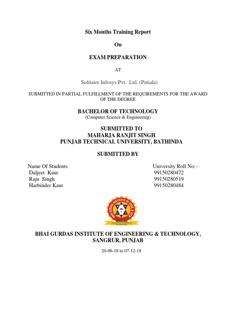 Six Months Training Report | PDF