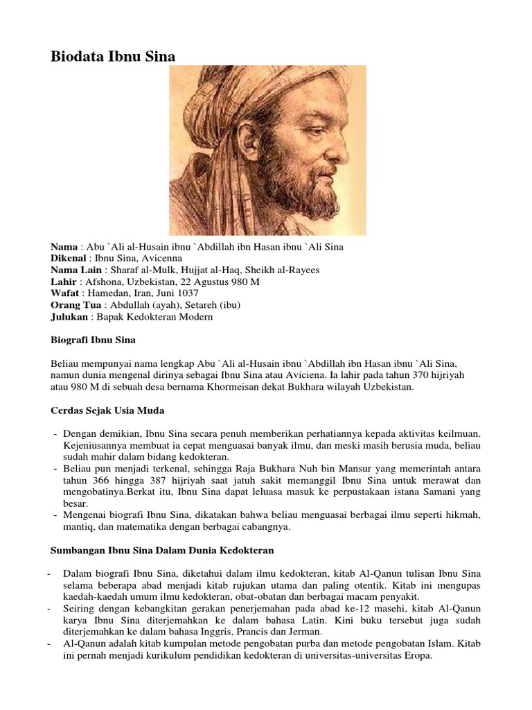 Biodata Ibnu Sina Agama | PDF