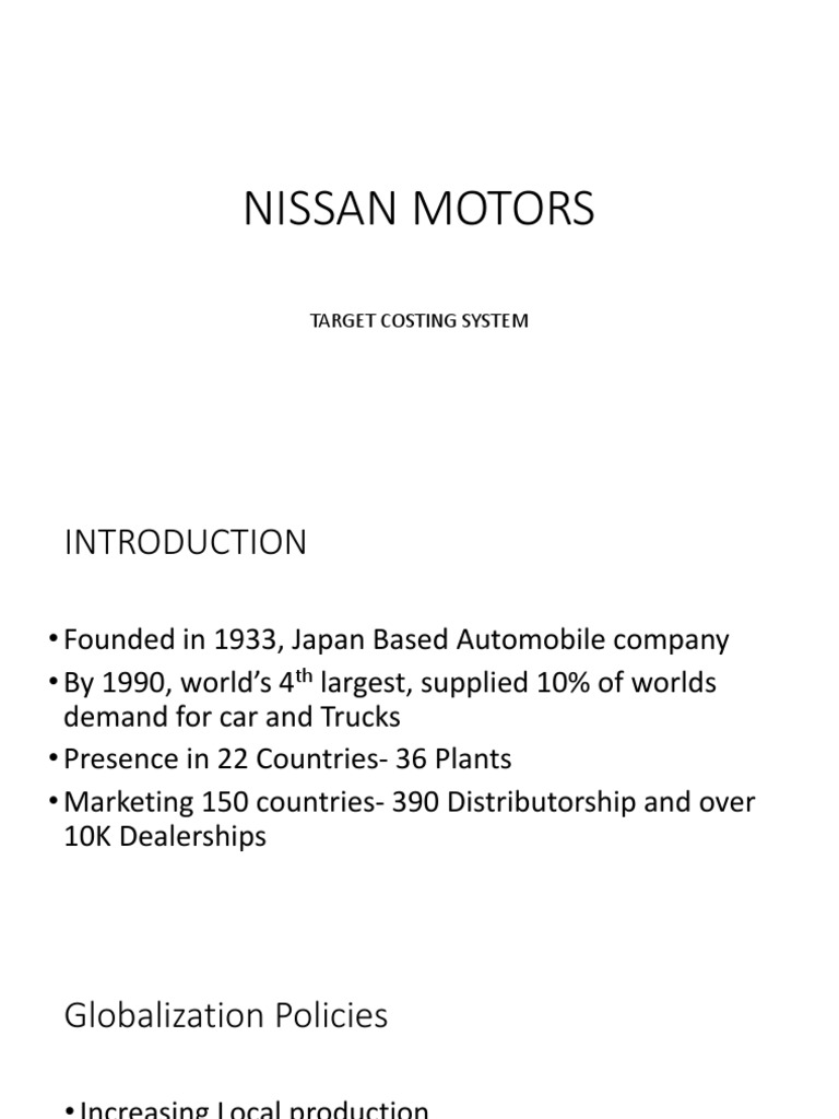 Nissan's Target Costing Strategy | PDF | Nissan | Cost