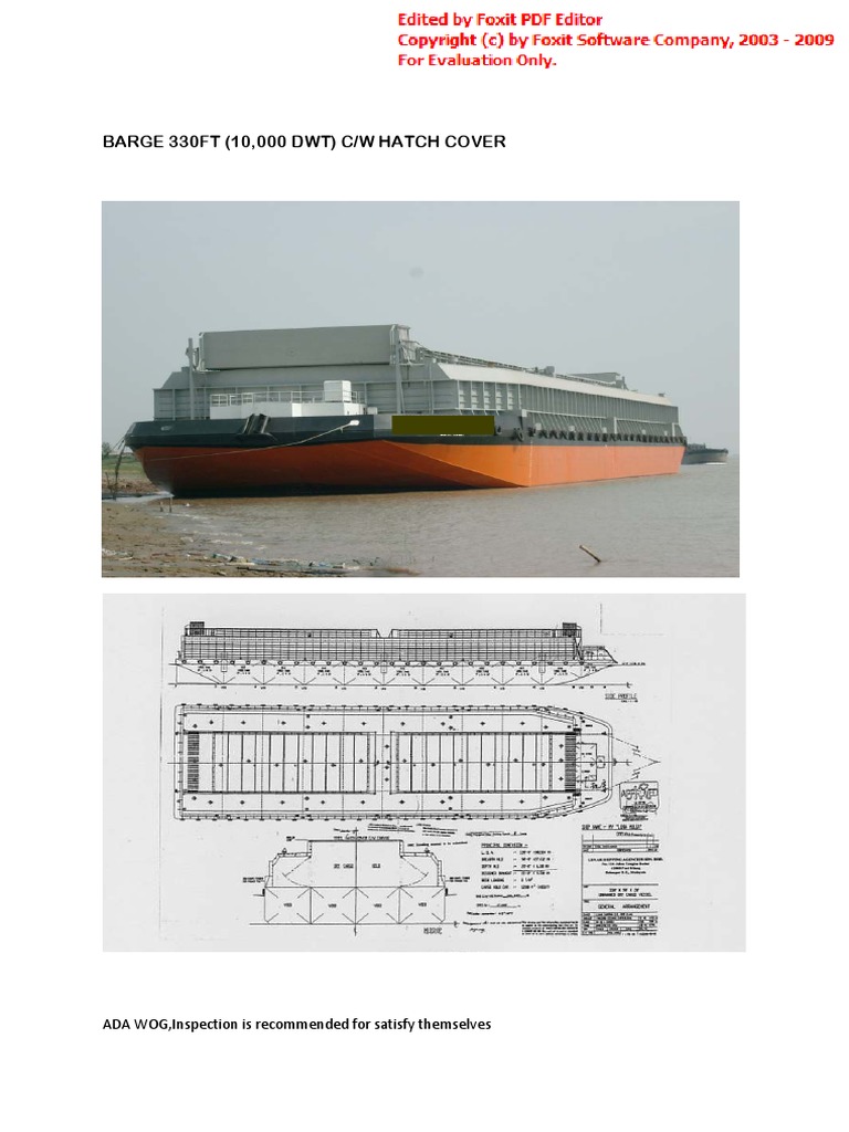 Barge 330ft 10 000 DWT With Hatch Cover For Sale | PDF | Home & Garden ...