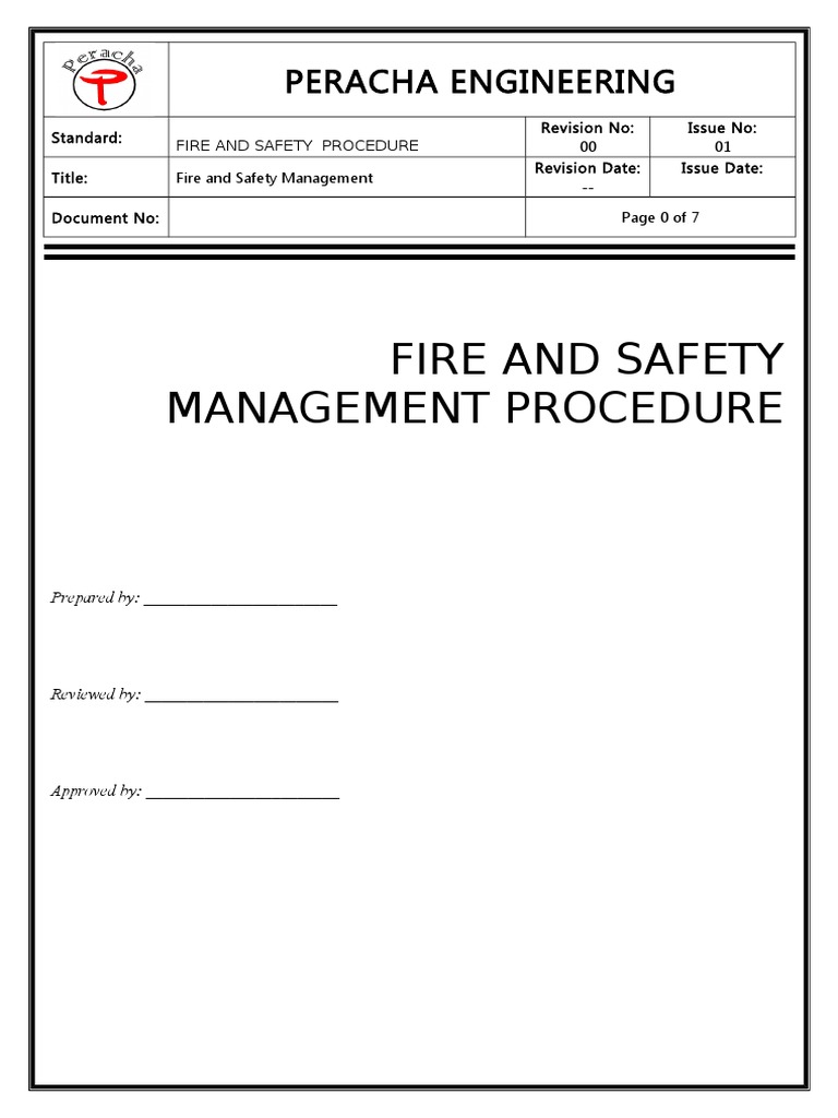 SOP For Fire and Safety Management - For UPDATE | PDF | Fire Safety ...