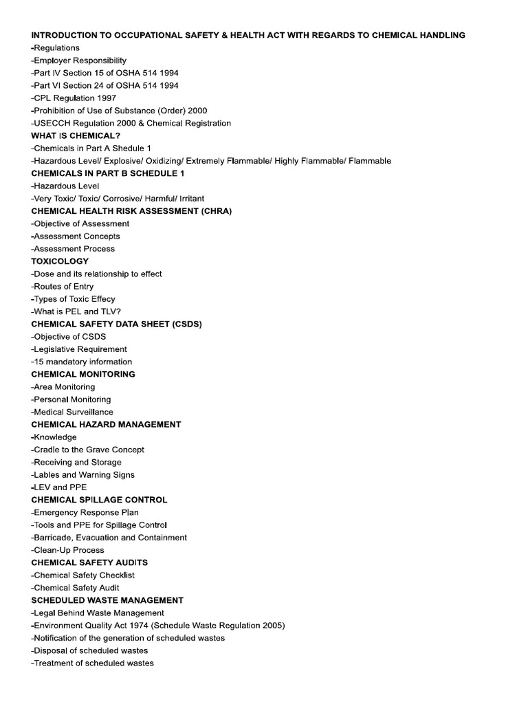 Schedule Waste Management Training Outline | PDF
