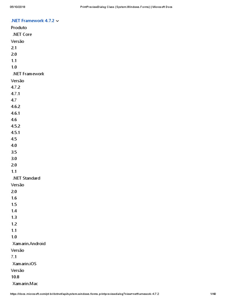 PrintPreviewDialog Class (System - Windows.Forms) - Microsoft Docs PDF | Download grátis PDF | C ...