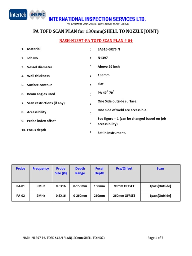 ToFD Scan Plan Sample | PDF | Waves | Atomic
