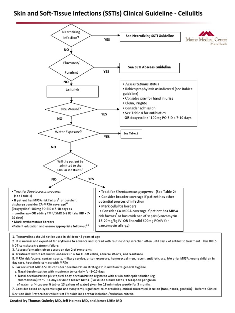 Skin and Soft Tissue Infections (Sstis) Clinical Guideline Cellulitis | PDF | Methicillin ...