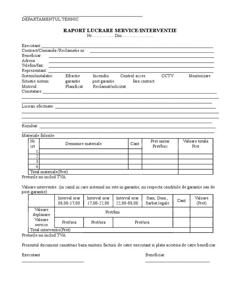 Raport Service | PDF