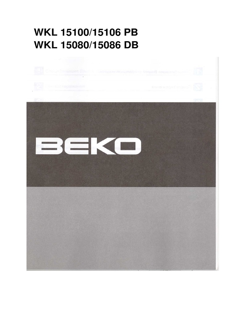 Wkl15100 106 PB WKL 15080 86 DB Beko Masina Za Ves PDF | PDF