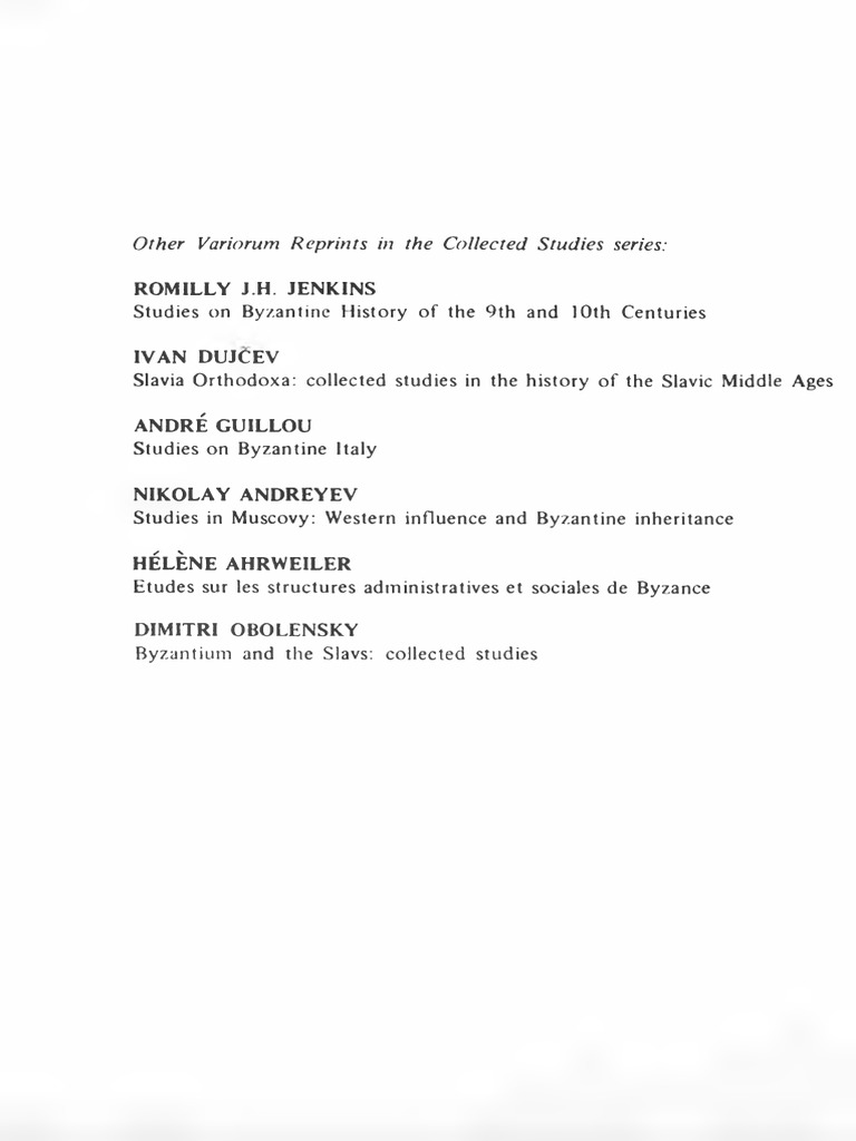 Vryonis Byzantium Its Internal History and Relations With The Muslim ...