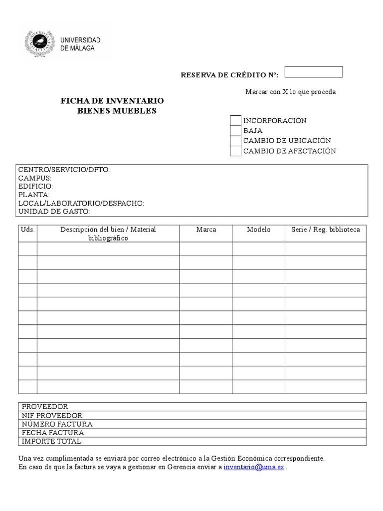 Ficha de Inventario | PDF