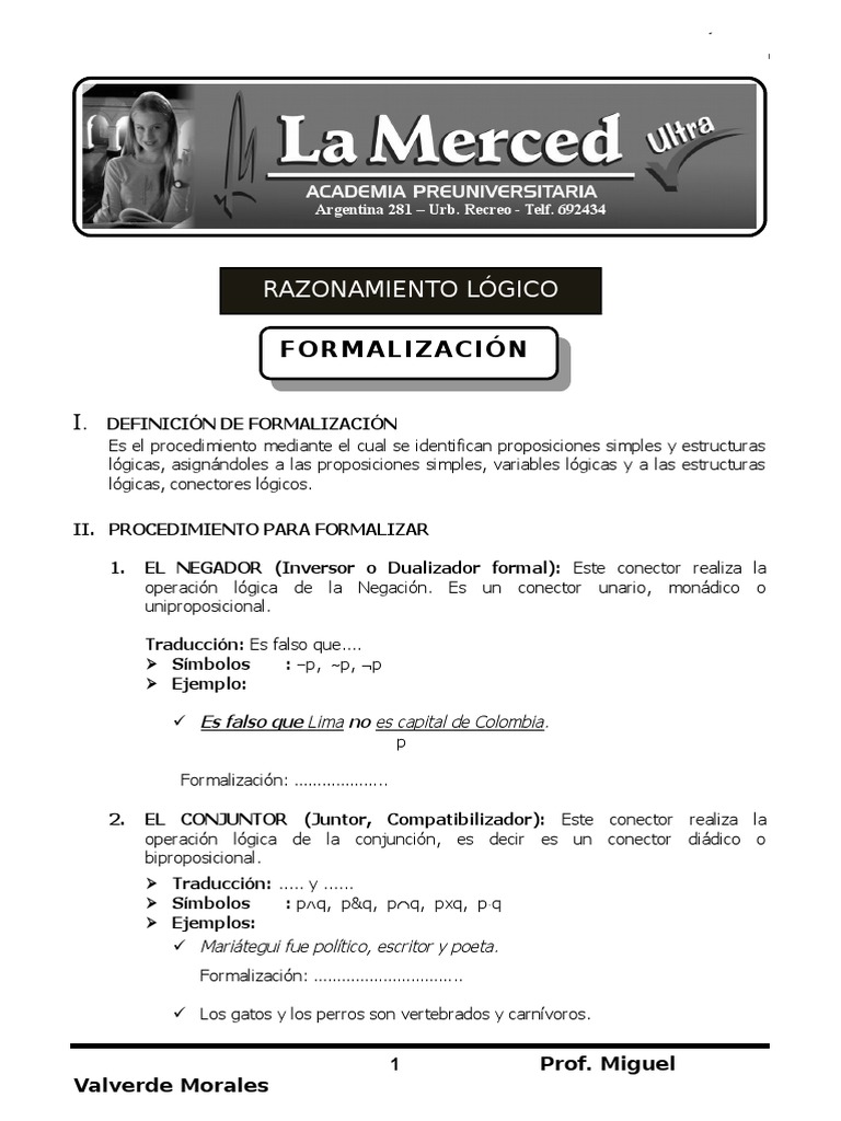 Conectores Lógicos en Formalización | PDF | Si y solo si | Proposición
