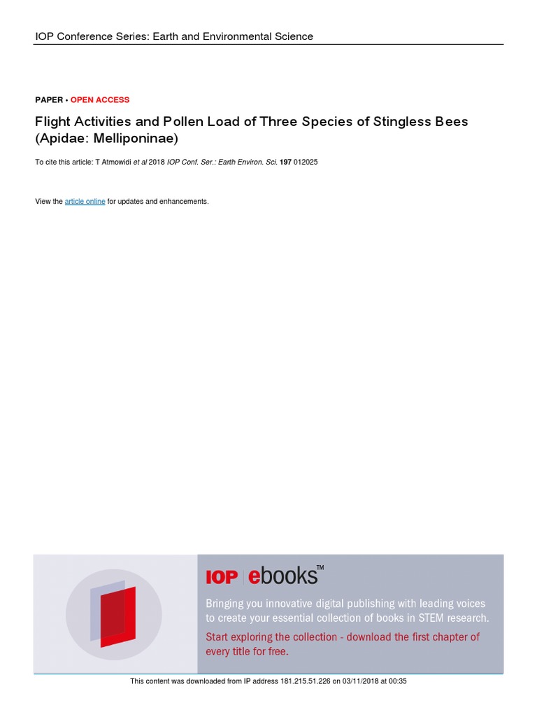 Stingless Bees: Flight and Pollen Study | PDF | Eusociality | Bees