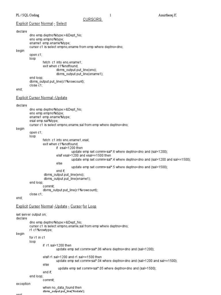 Pl Sql Coding Pdf Plsql Information Technology Management