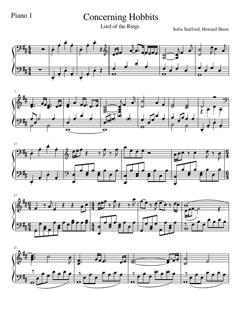 Concerning Hobbits Piano | PDF