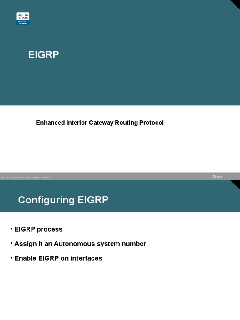 Eigrp Enhanced Interior Gateway Routing Protocol Pdf Router Computing Network Protocols