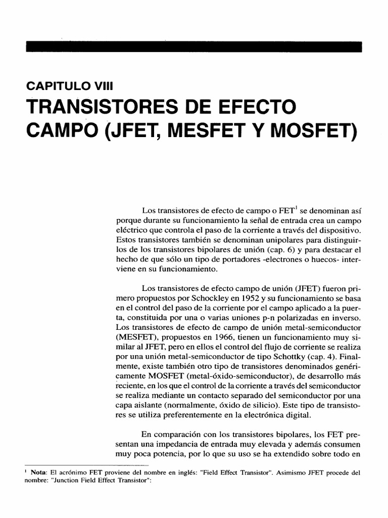 Libro Cap 8 Transistores de Efecto Campo PDF | PDF
