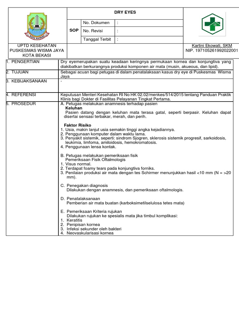Sop Dry Eye Suherman | PDF