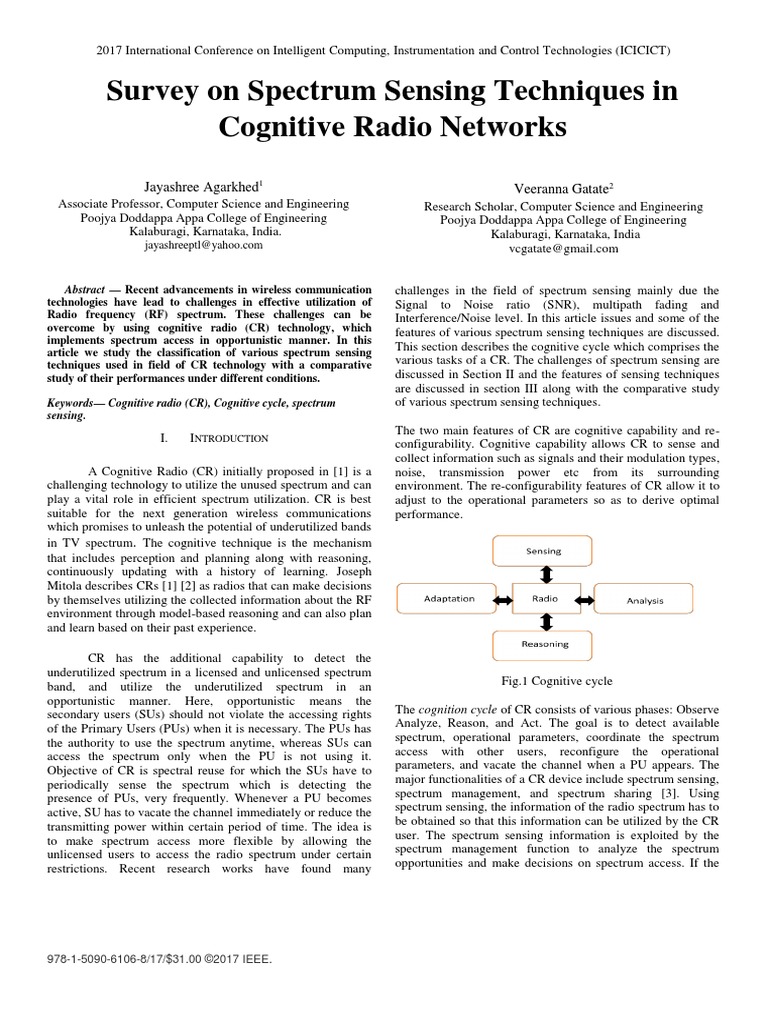 A Spectrum Sensing Survey | PDF | Cognitive Radio | Radio Spectrum