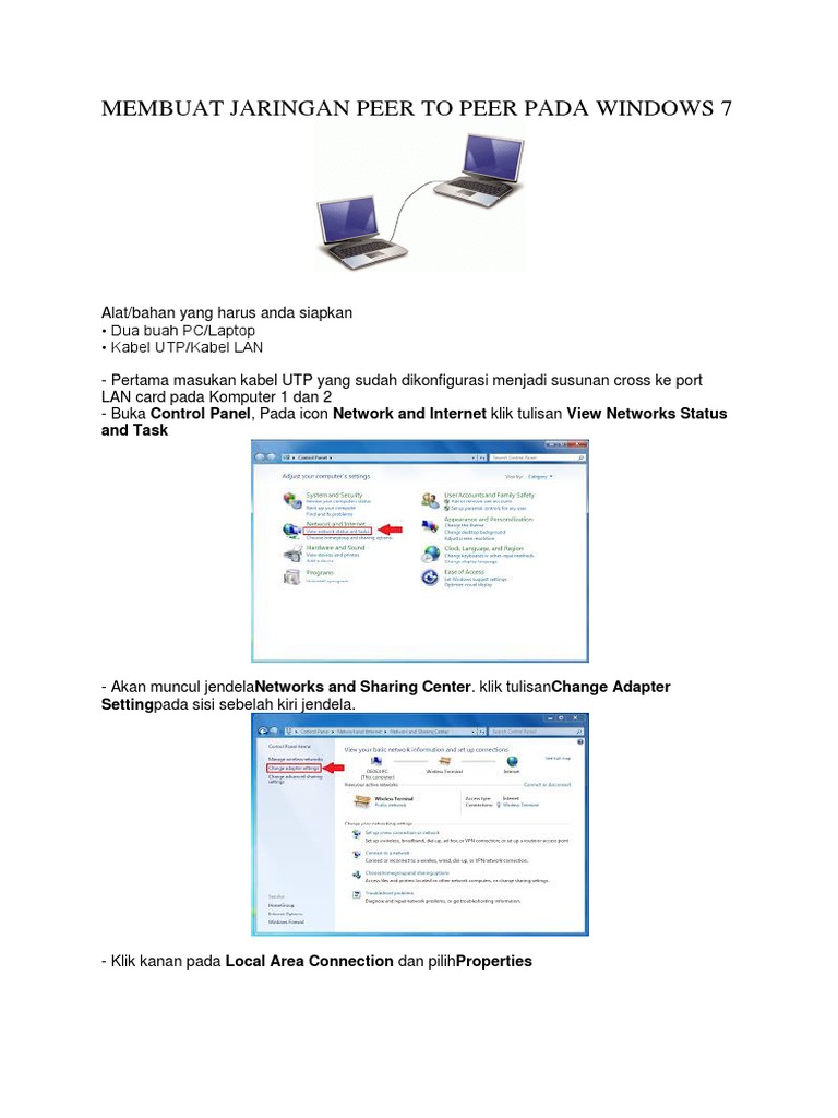 Membuat Jaringan Peer To Peer Pada Windows 7 | PDF | Komputer
