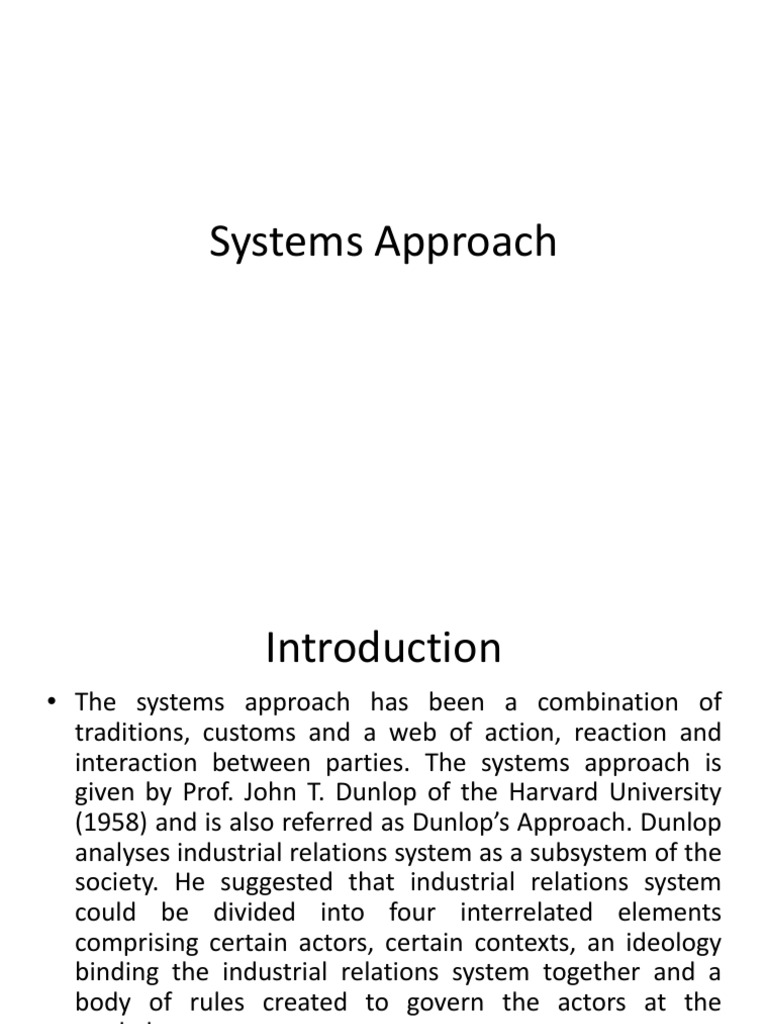 Systems Approach | PDF | Industrial Relations | System