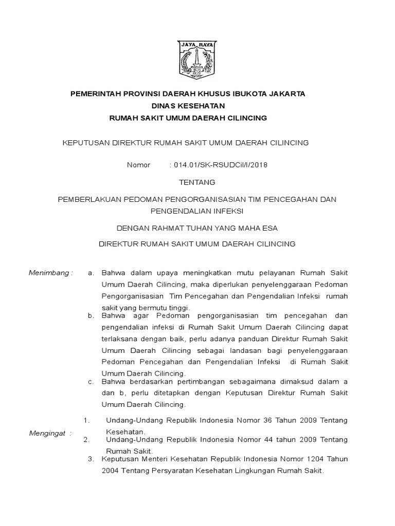 SK Pemberlakuan Pedoman Organisasi | PDF