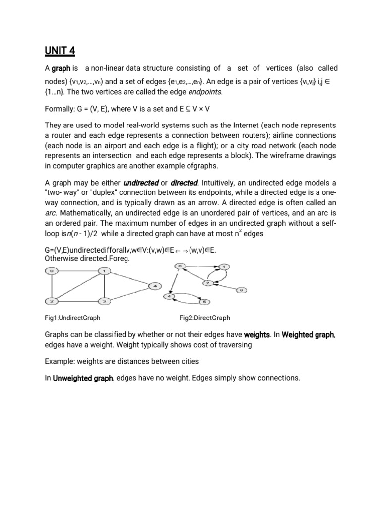 UNIT - 4 Graphs PDF | PDF