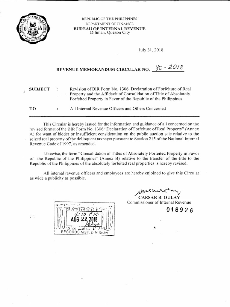 Irr Lo: Revenue Memorandum YD 8 | PDF | Finance & Money Management