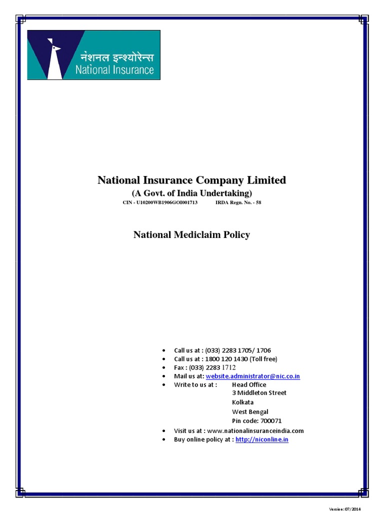 National Mediclaim Policy Overview | PDF | Patient | Insurance
